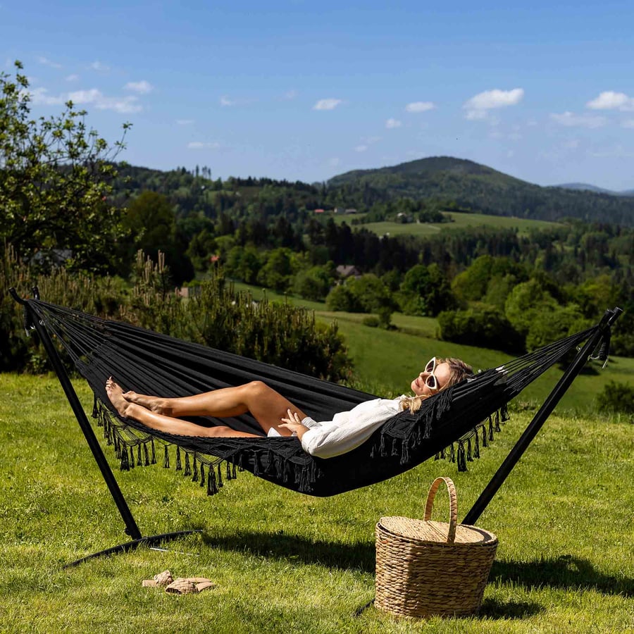 Hamak ogrodowy Bari ze stelażem - Czarny | Ceny producenta - Sklep di-volio